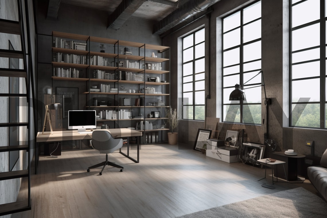 Loft Industrial Virtual Background, Office Backdrop, Zoom, Facebook ...