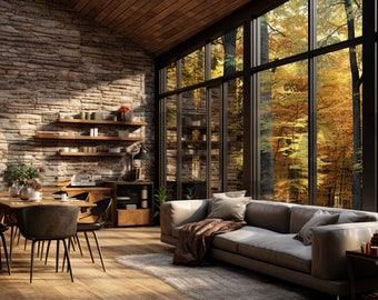 English Cottage Style Fall Virtual Background Living Room - Etsy