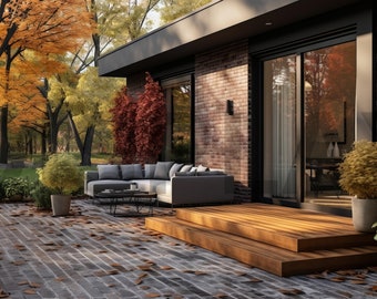 English Cottage Style Fall Virtual Background Patio Backdrop - Etsy