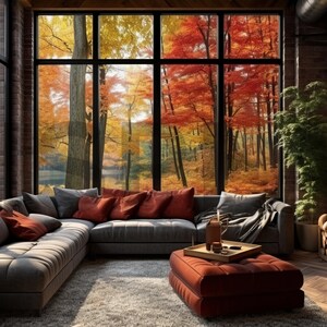 English Cottage Style Fall Virtual Background, Living Room Backdrop ...