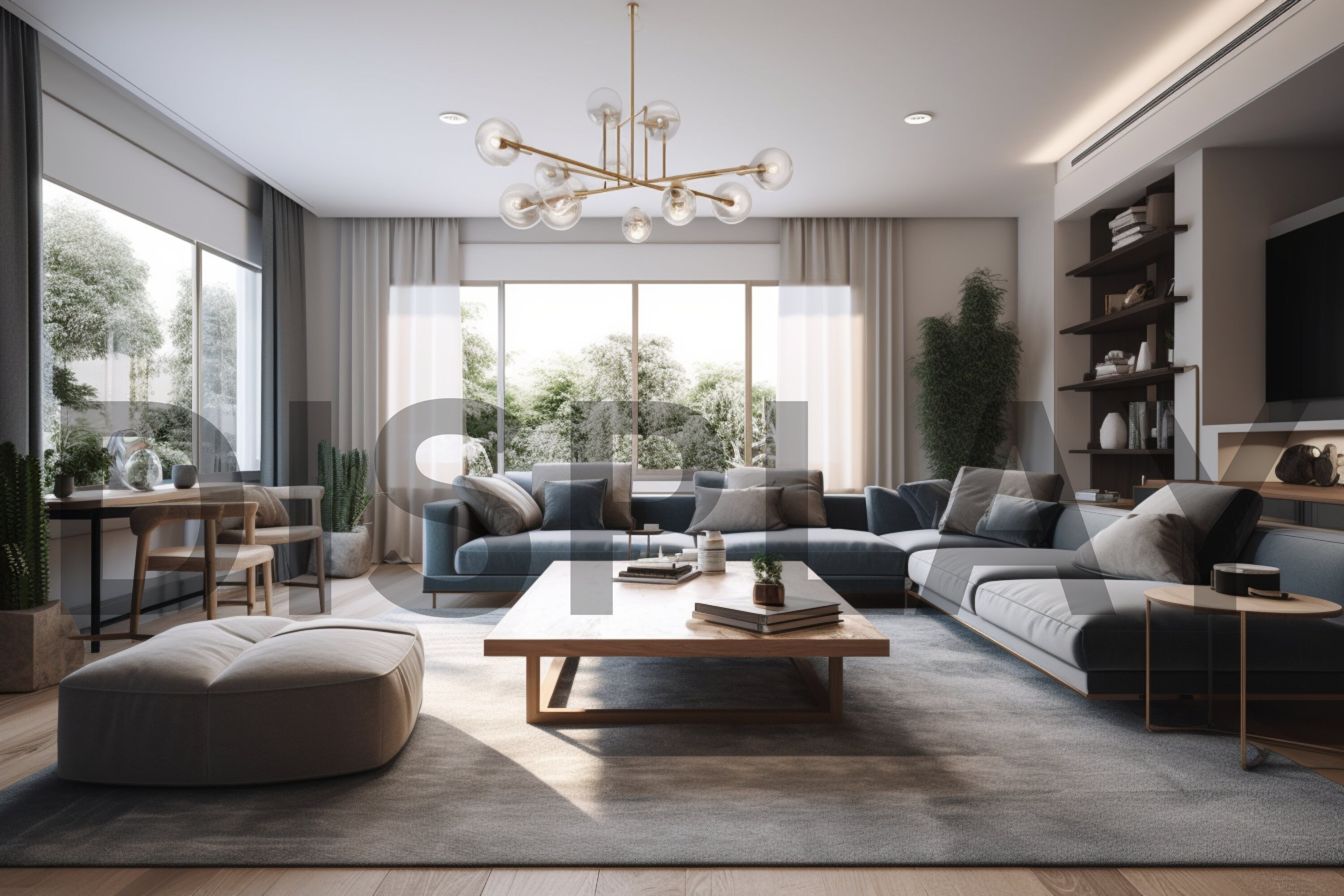 Family Room Modern Contemporary Zoom Virtual Backgrounds Office ...