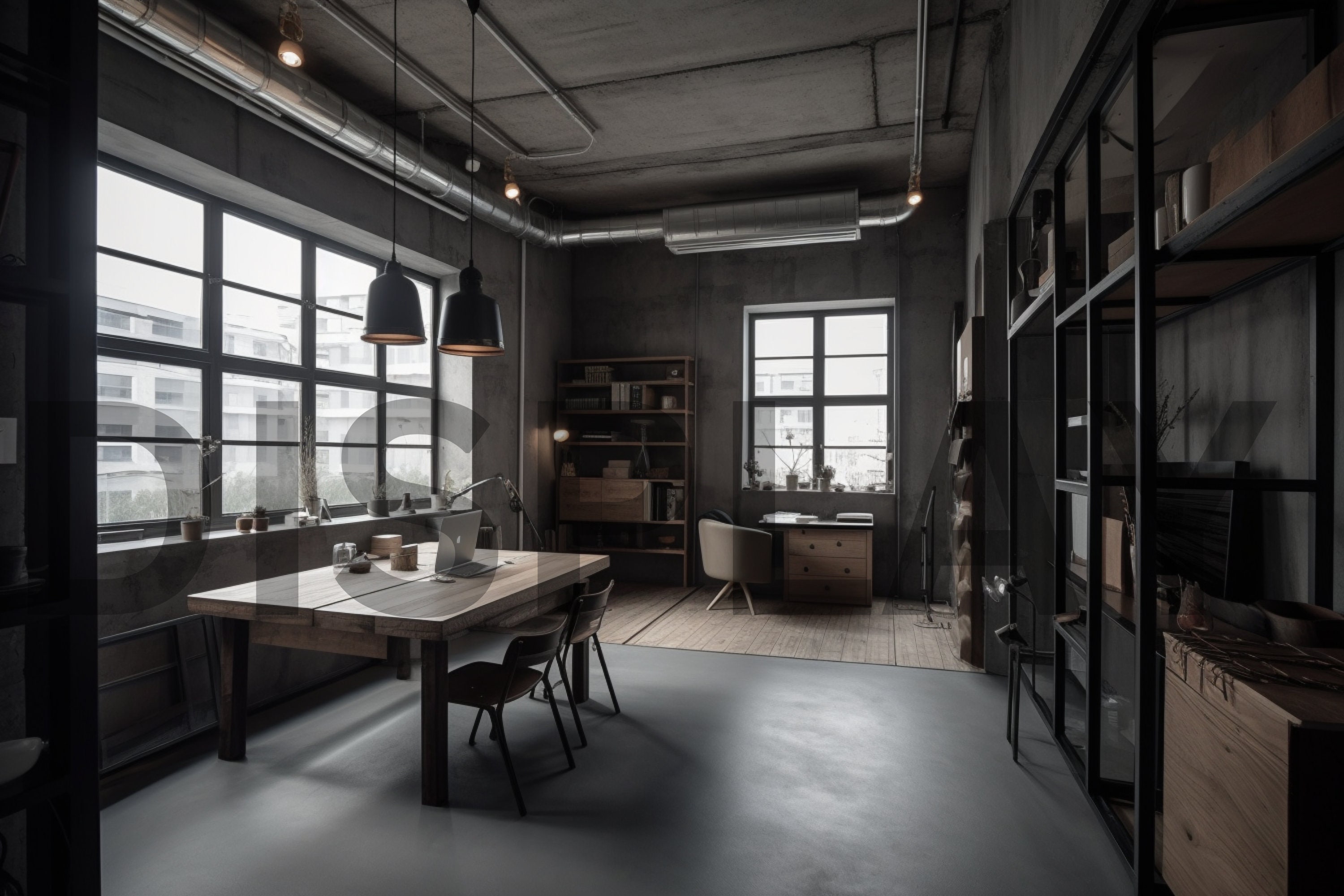 Loft Industrial Virtual Background, Office Backdrop, Zoom, Facebook ...