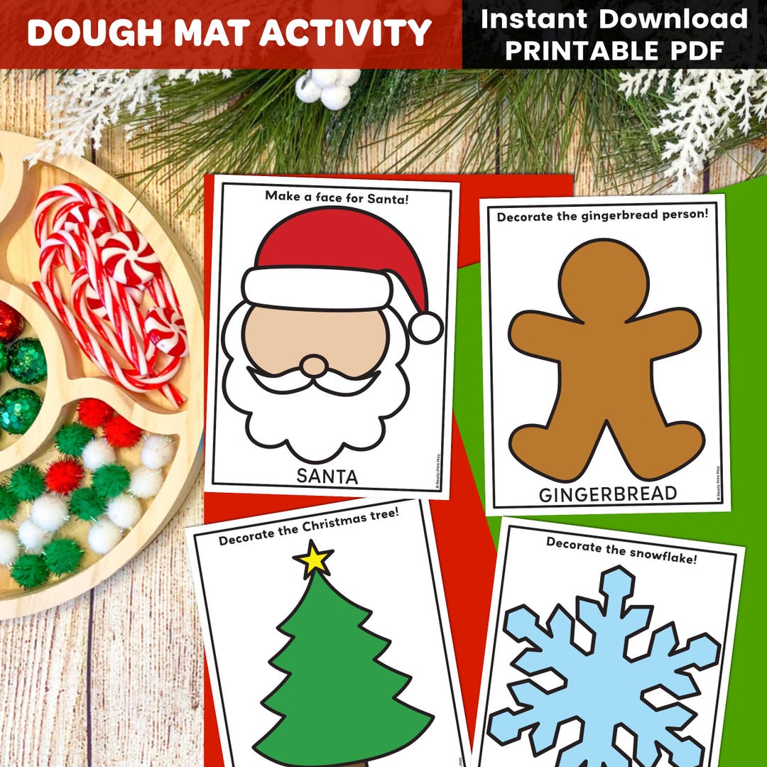 Christmas Dough and Loose Parts Activity Mats | Printable STEM Center ...