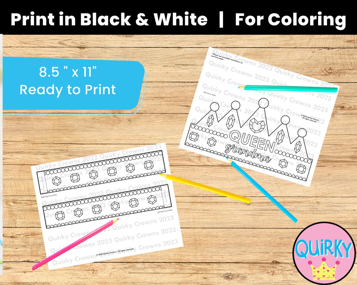 Queen Grandma Crown Printable Hat Template Craft Project | DIY Mother's ...