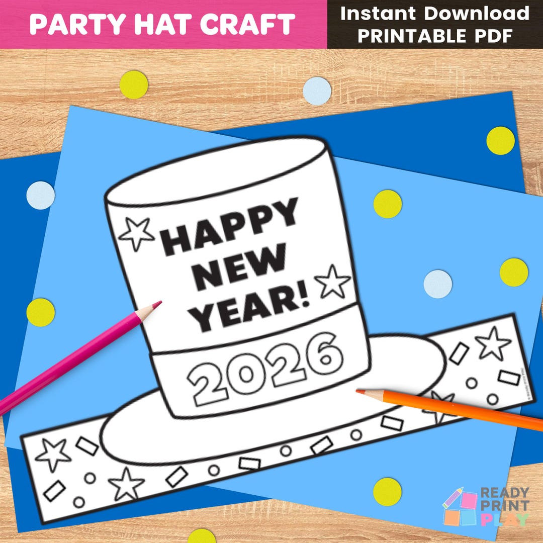 2026 New Year Printable Top Hat Crown Craft | Noon Year's Eve Kids ...
