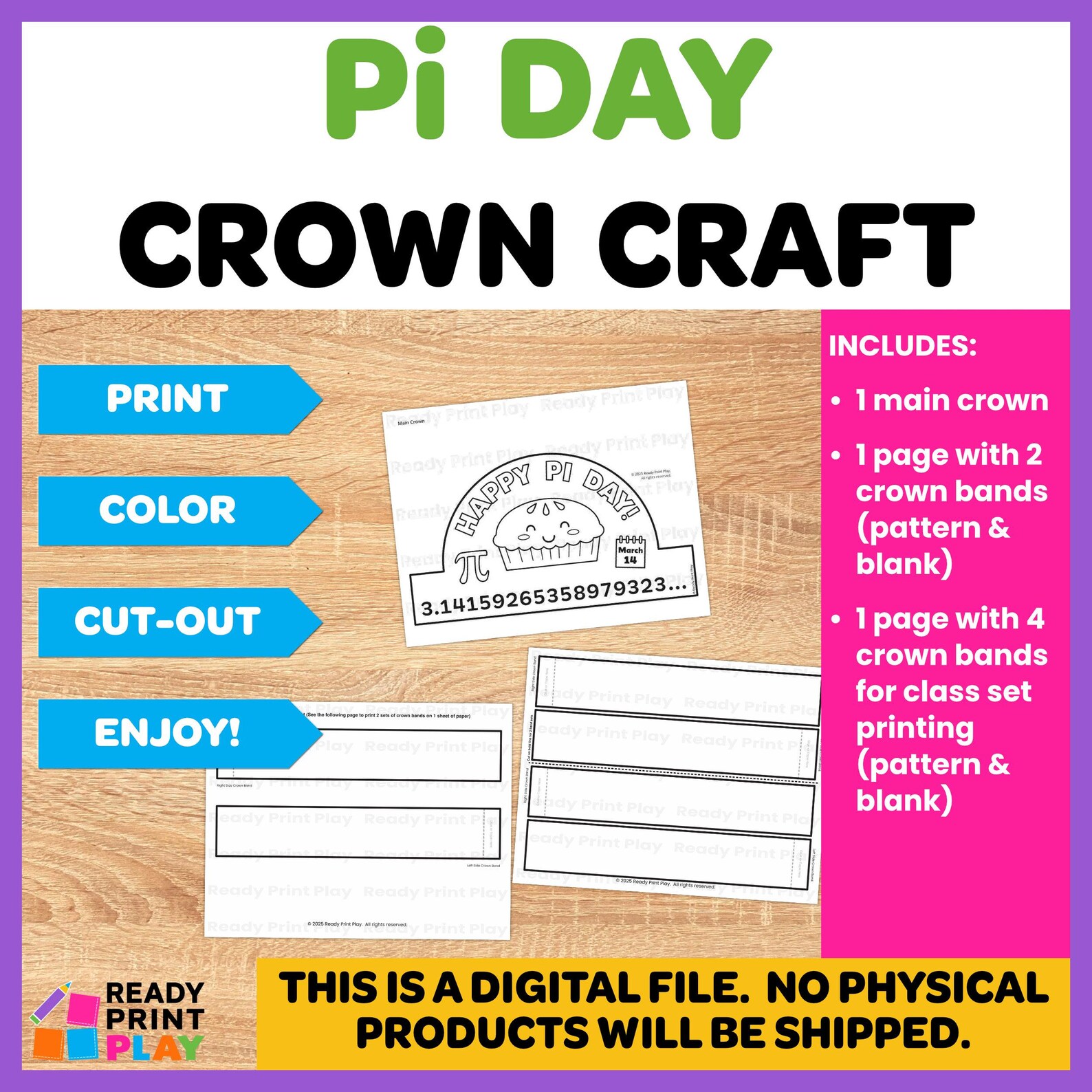 Pi Day Printable Hat Craft | March Math Coloring Activity - Etsy