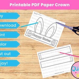 Happy Easter Bunny Ear Printable Paper Crown Hat Template | DIY Kids ...