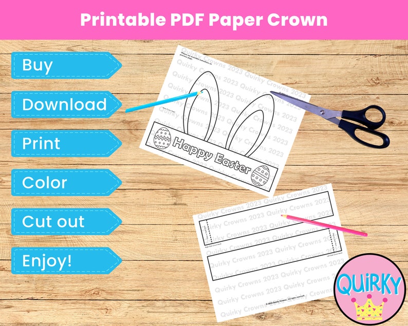Happy Easter Bunny Ear Printable Paper Crown Hat Template | DIY Kids ...