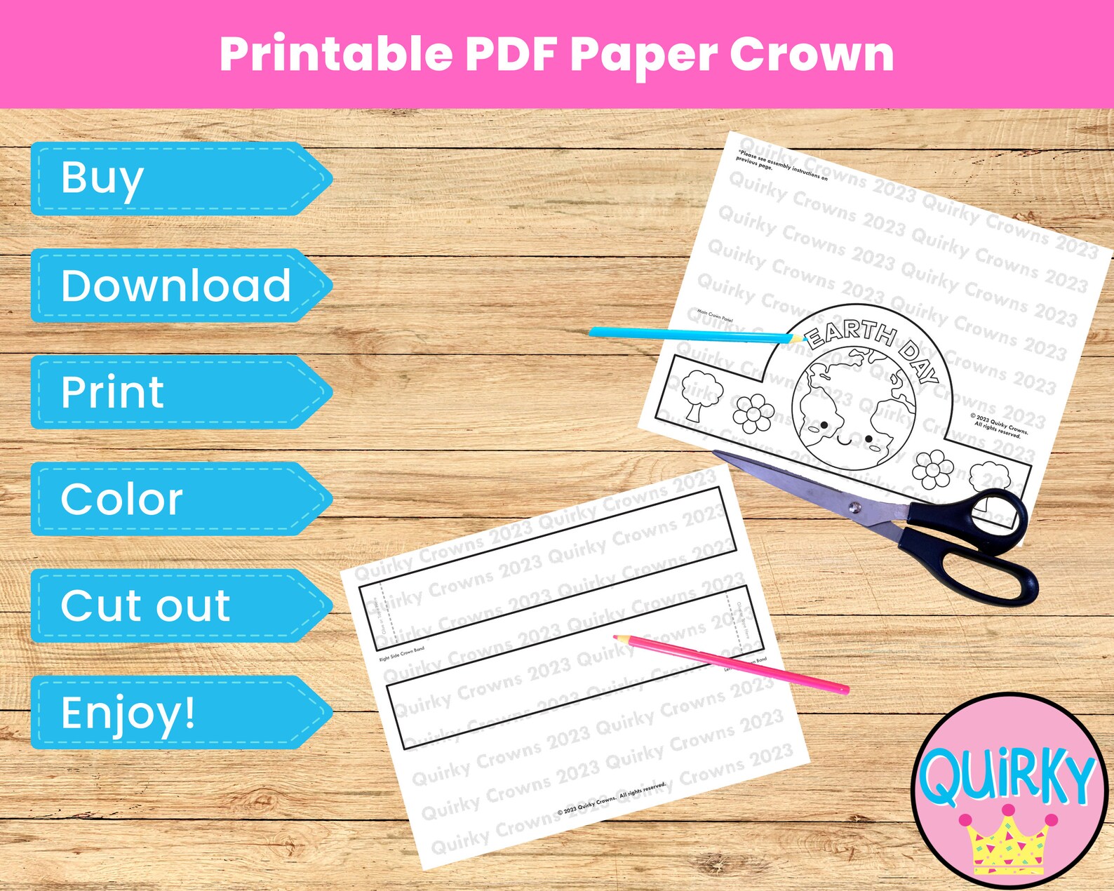 Earth Day Craft Printable Paper Crown Hat Template | DIY Kids Coloring ...