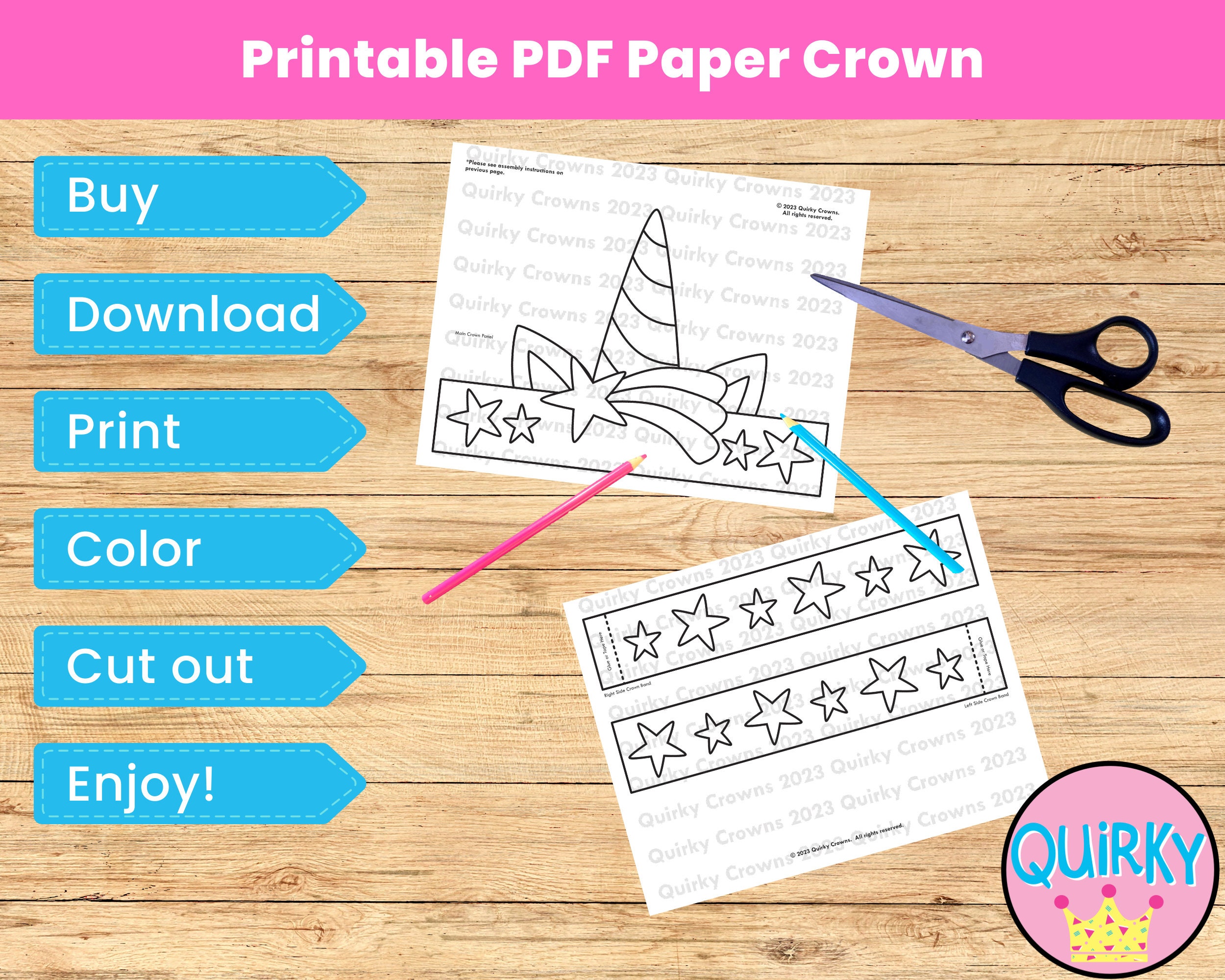 Unicorn Birthday Crown Printable Template | DIY Kids Craft Project for ...