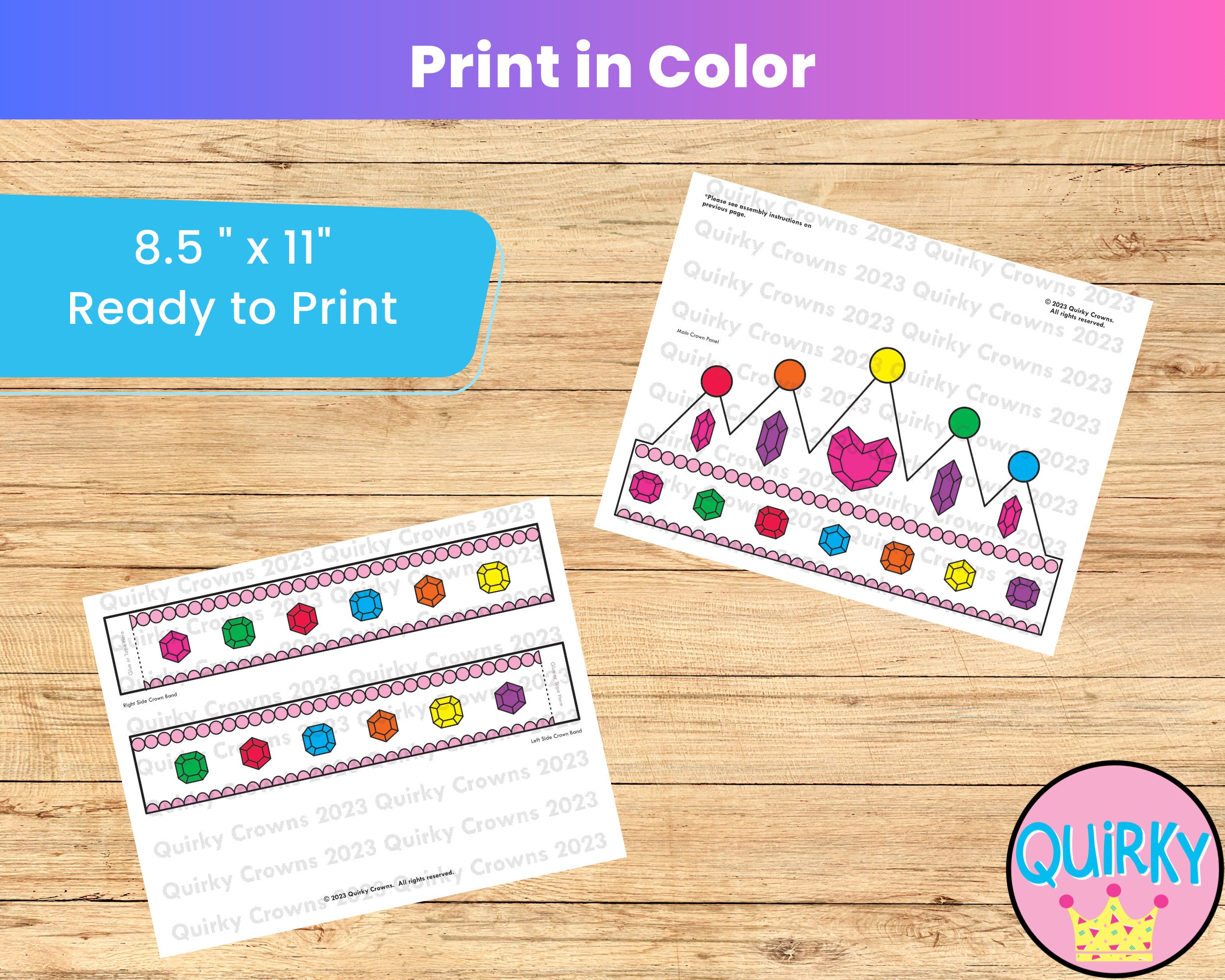 Rainbow Princess Crown Printable Paper Hat Template | DIY Children's ...