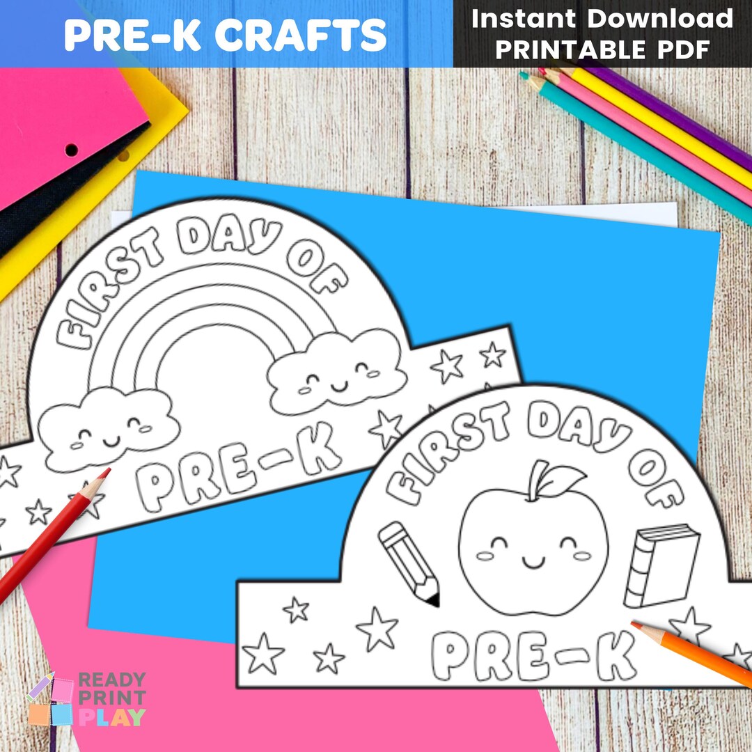 First Day of Pre-k Crown Craft | Back to School Coloring Activity ...