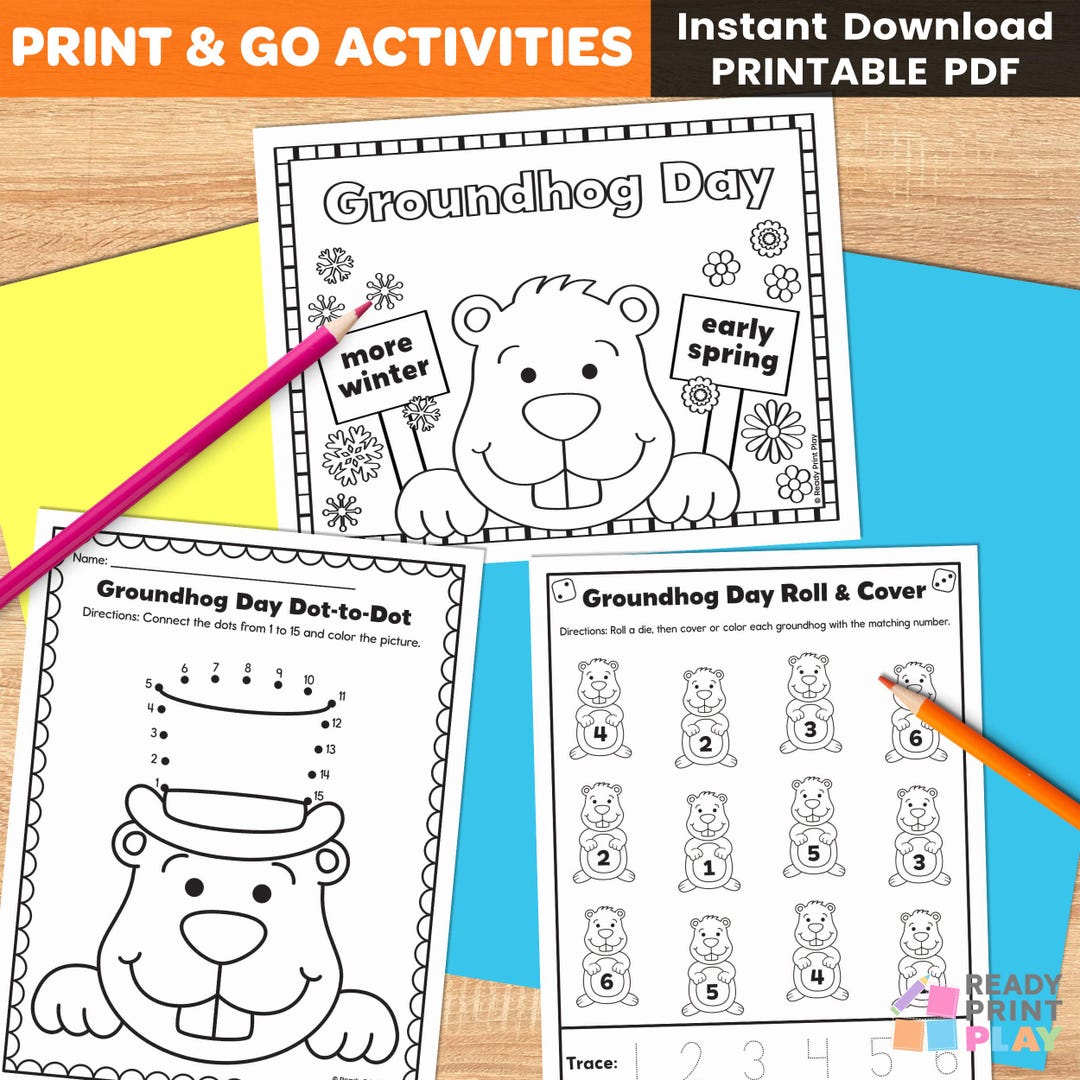 Printable Groundhog Day Coloring Activity Pages for Preschool and ...