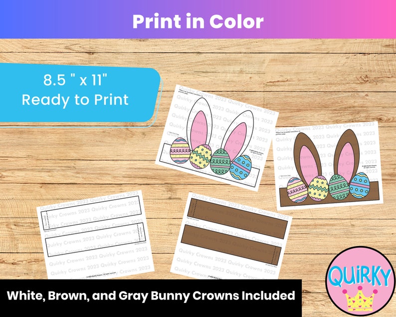 Easter Bunny Ear Printable Paper Hat Template | White, Brown, & Gray ...