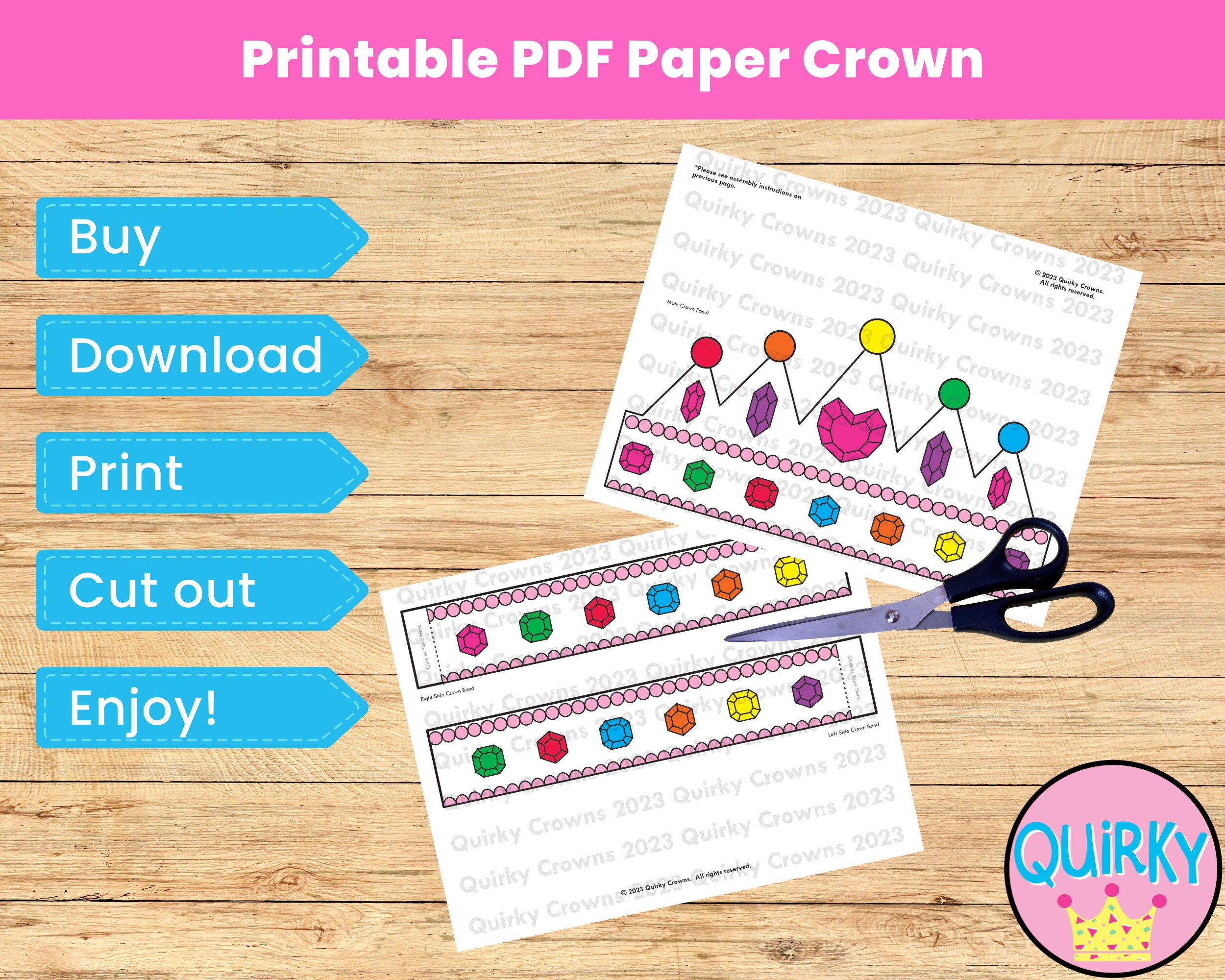 Rainbow Princess Crown Printable Paper Hat Template | DIY Children's ...