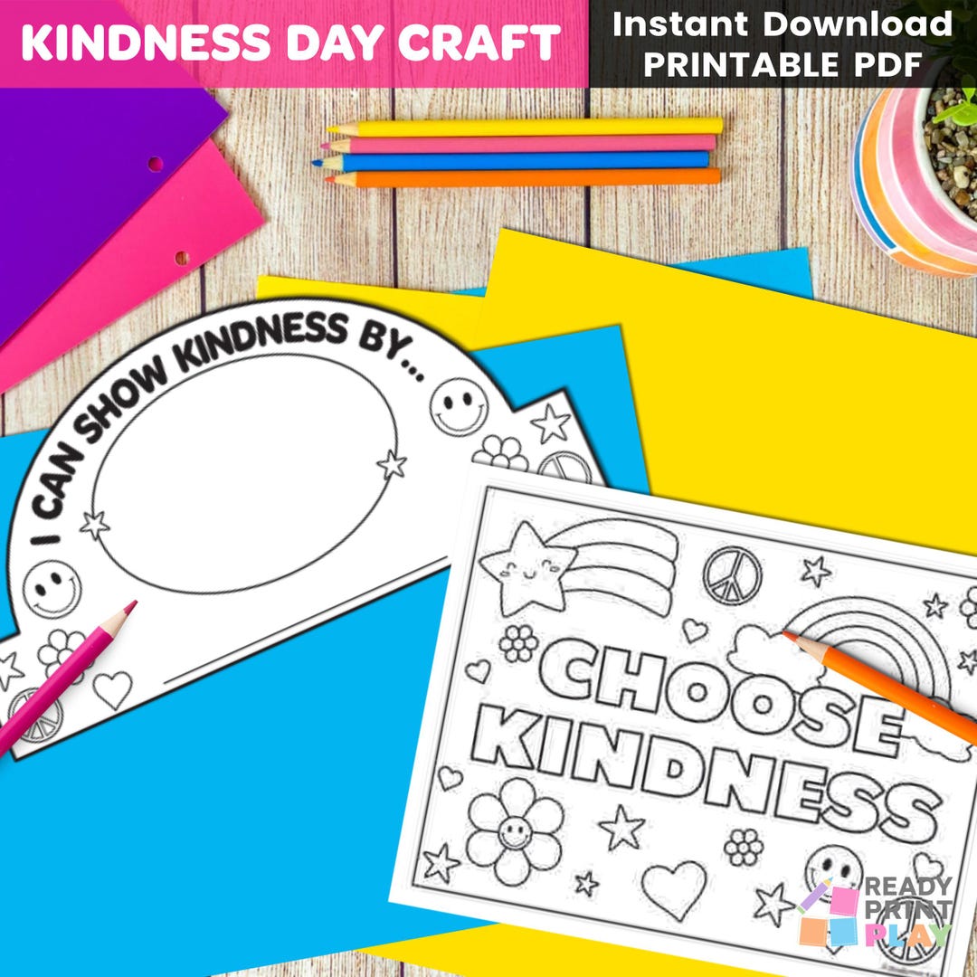 Kindness Day Crown Craft | Coloring Page Activity for Kindergarten and ...