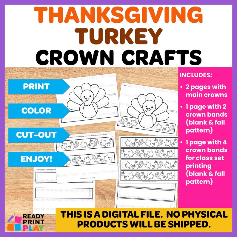 Printable Thanksgiving Turkey Party Hat Craft for Kids | Preschool ...