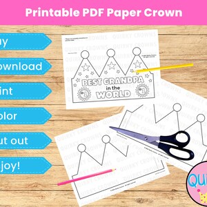 Grandpa Coloring Crown | Father's Day Craft, Birthday Hat (digital ...