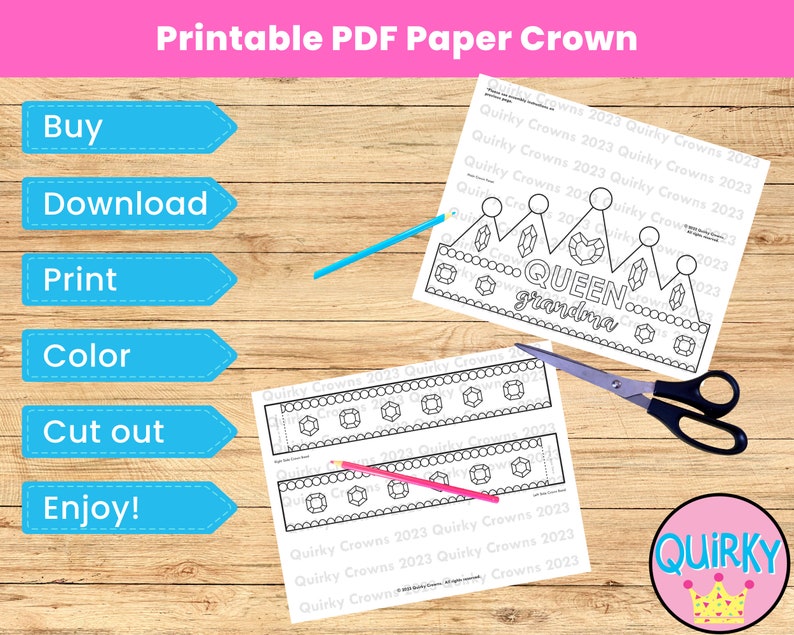 Queen Grandma Crown Printable Hat Template Craft Project | DIY Mother's ...