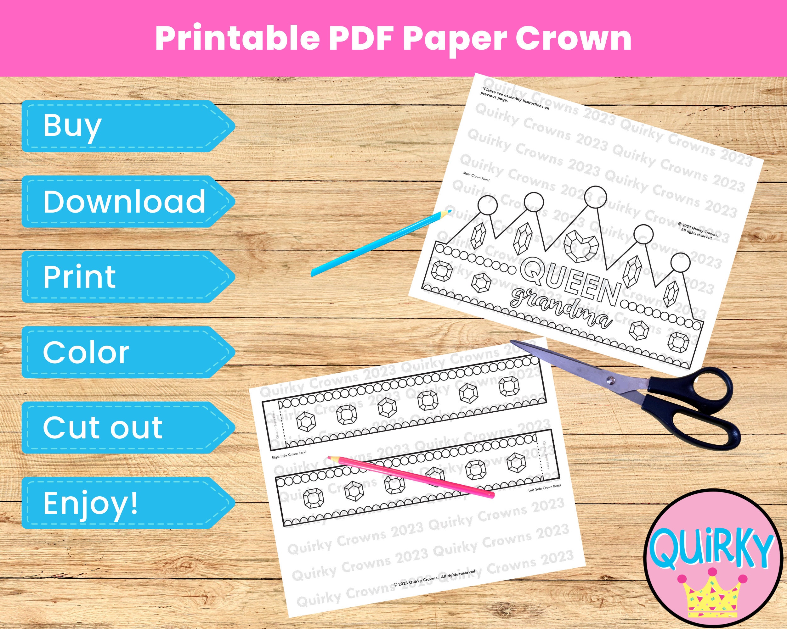 Queen Grandma Crown Printable Hat Template Craft Project | DIY Mother's ...
