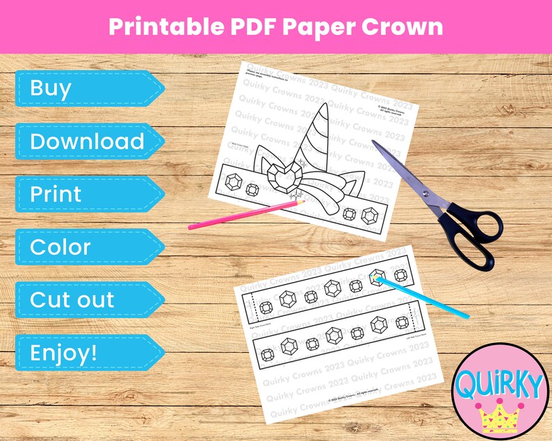 Unicorn Princess Birthday Crown Printable Paper Hat Template | DIY Kids ...