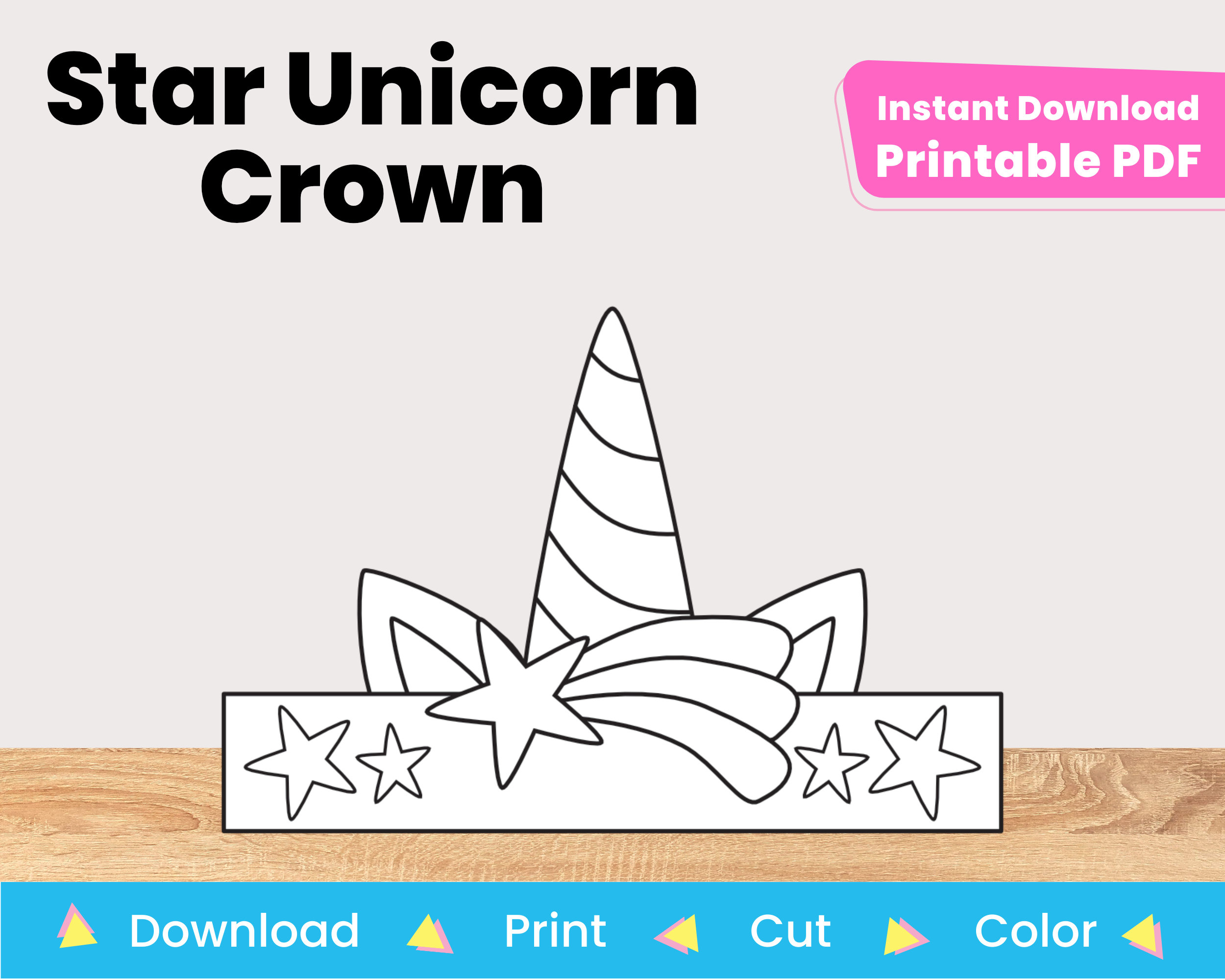 Unicorn Birthday Crown Printable Template | DIY Kids Craft Project for ...