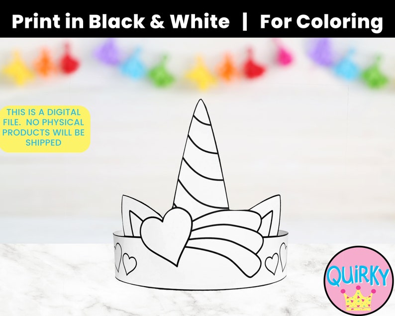 Unicorn Heart Crown Printable Paper Hat Template | DIY Kids Valentine ...