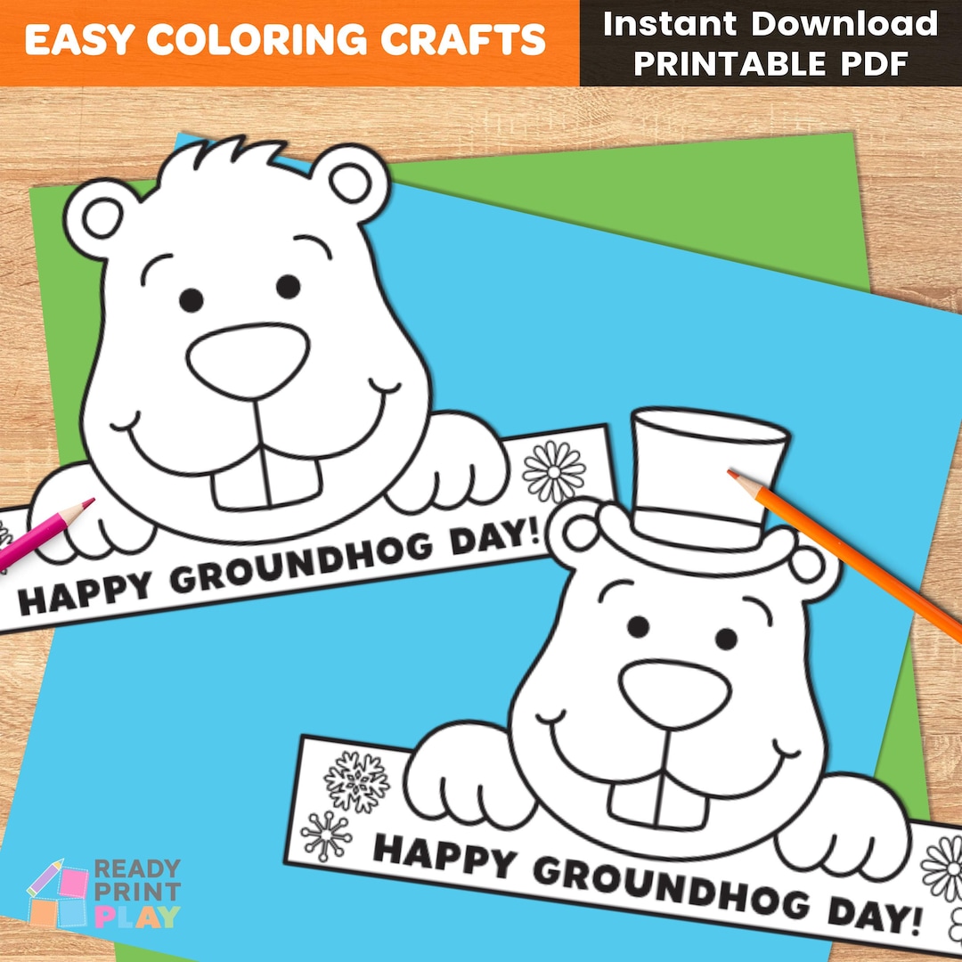 Groundhog Day Printable Crown Craft | Preschool Coloring Activity - Etsy