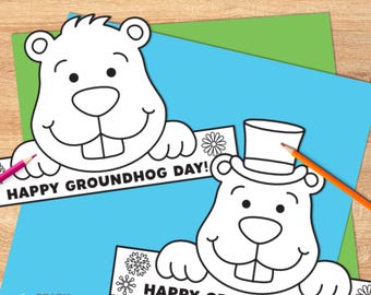 Groundhog Day Printable Crown Craft | Preschool Coloring Activity - Etsy