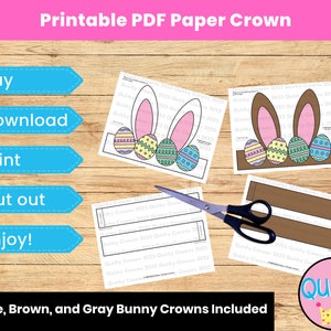 Easter Bunny Ear Crowns: Printable Paper Hats (digital Download) - Etsy