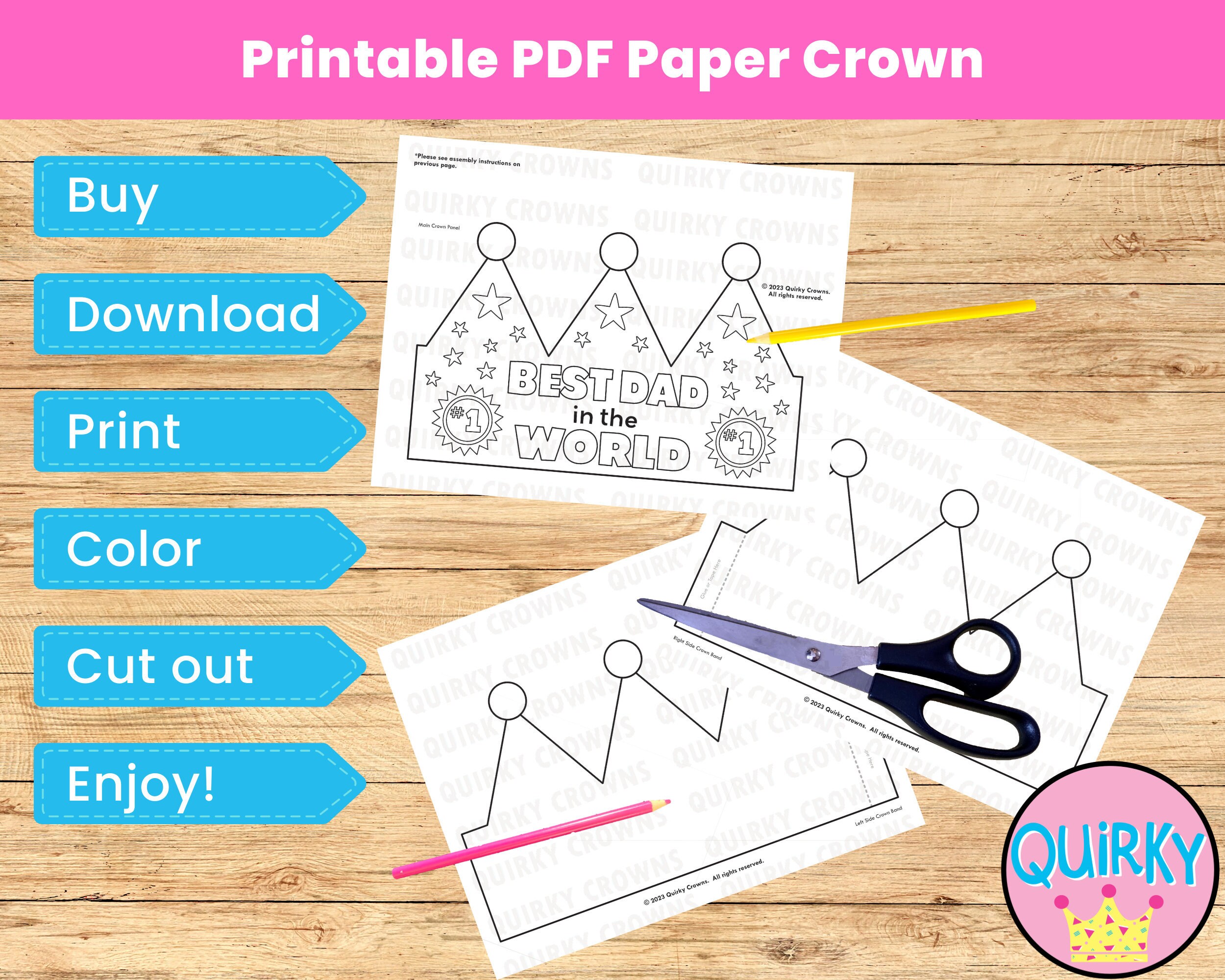Printable Father’s Day Craft for Kids | Best Dad in the World Coloring ...