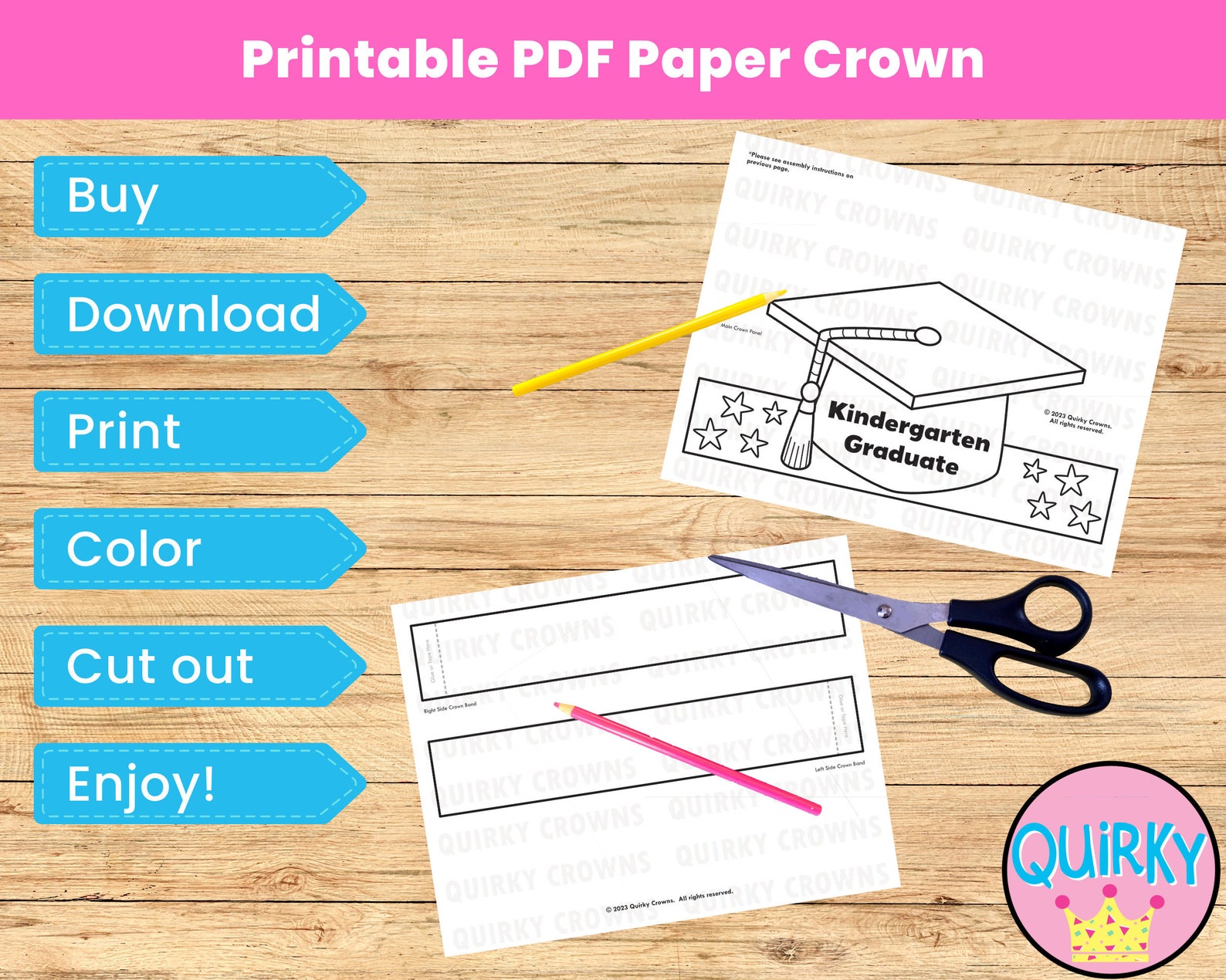 Kindergarten Graduation Hat Printable Crown Template | End of the Year ...