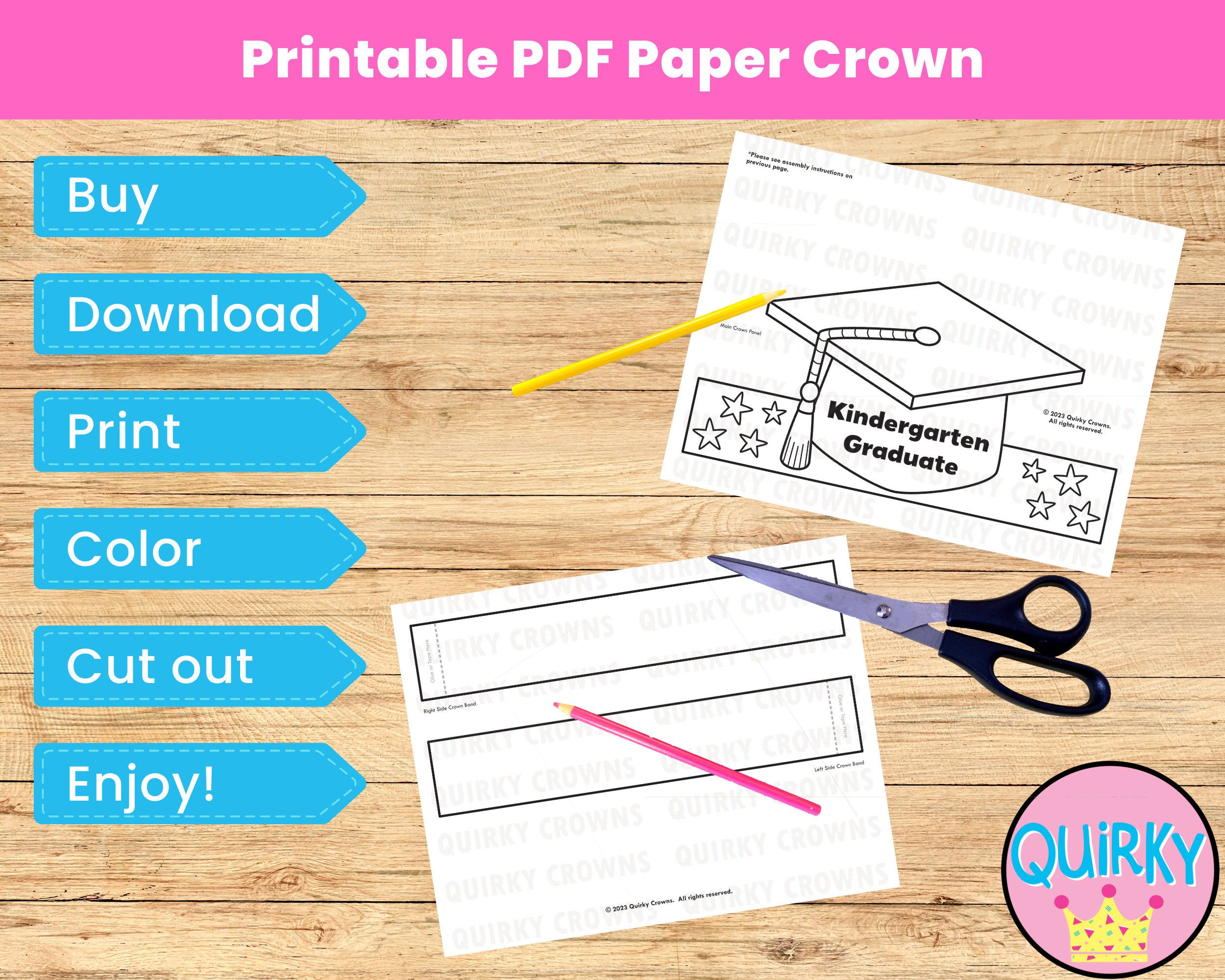 Kindergarten Graduation Hat Printable Crown Template | End of the Year ...