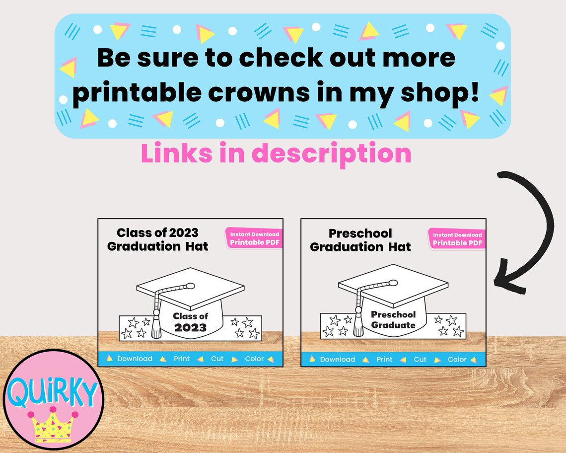Kindergarten Graduation Hat Printable Crown Template | End of the Year ...
