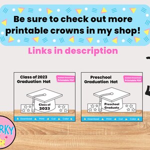 Kindergarten Graduation Hat Printable Crown Template | End of the Year ...