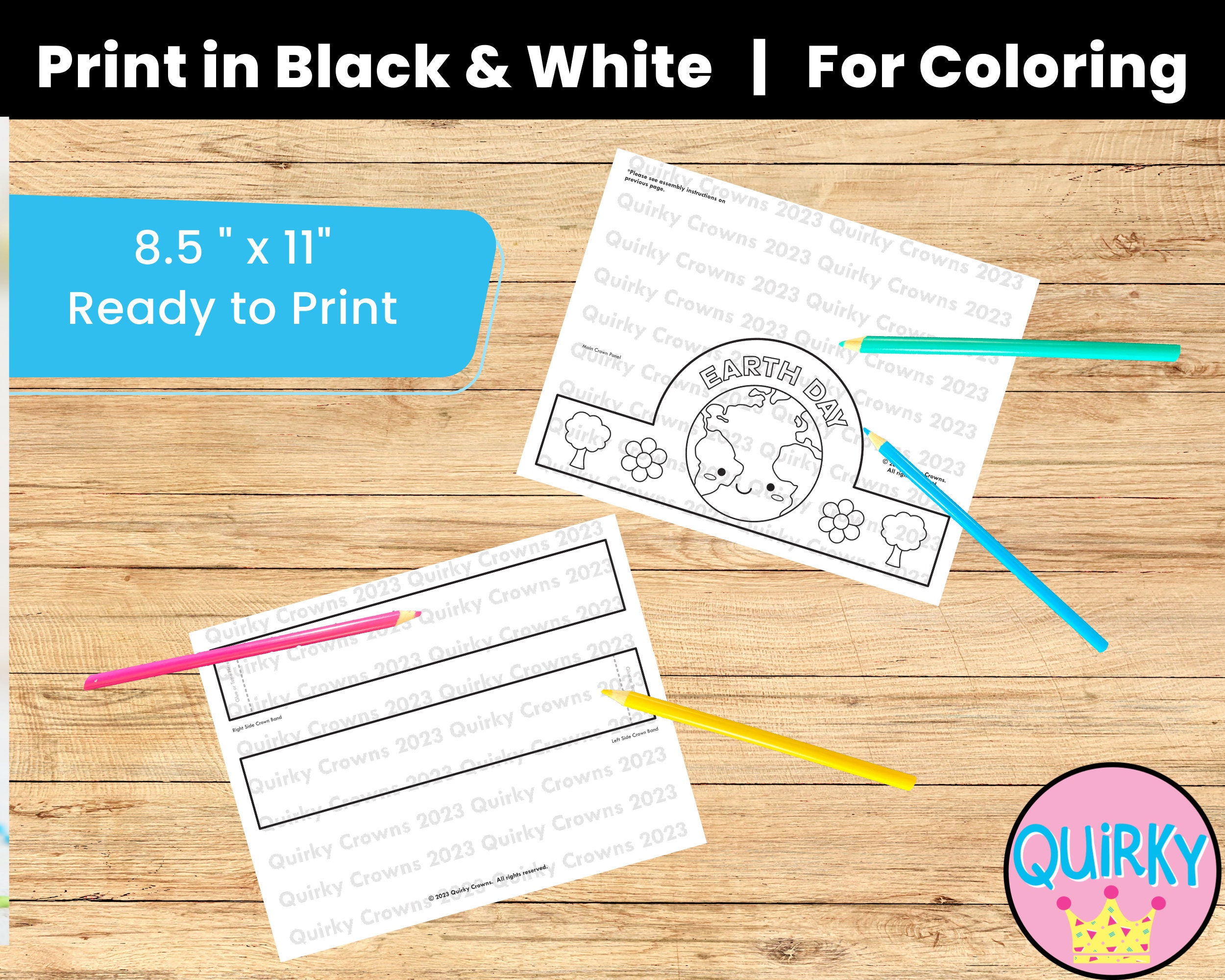 Earth Day Craft Printable Paper Crown Hat Template | DIY Kids Coloring ...