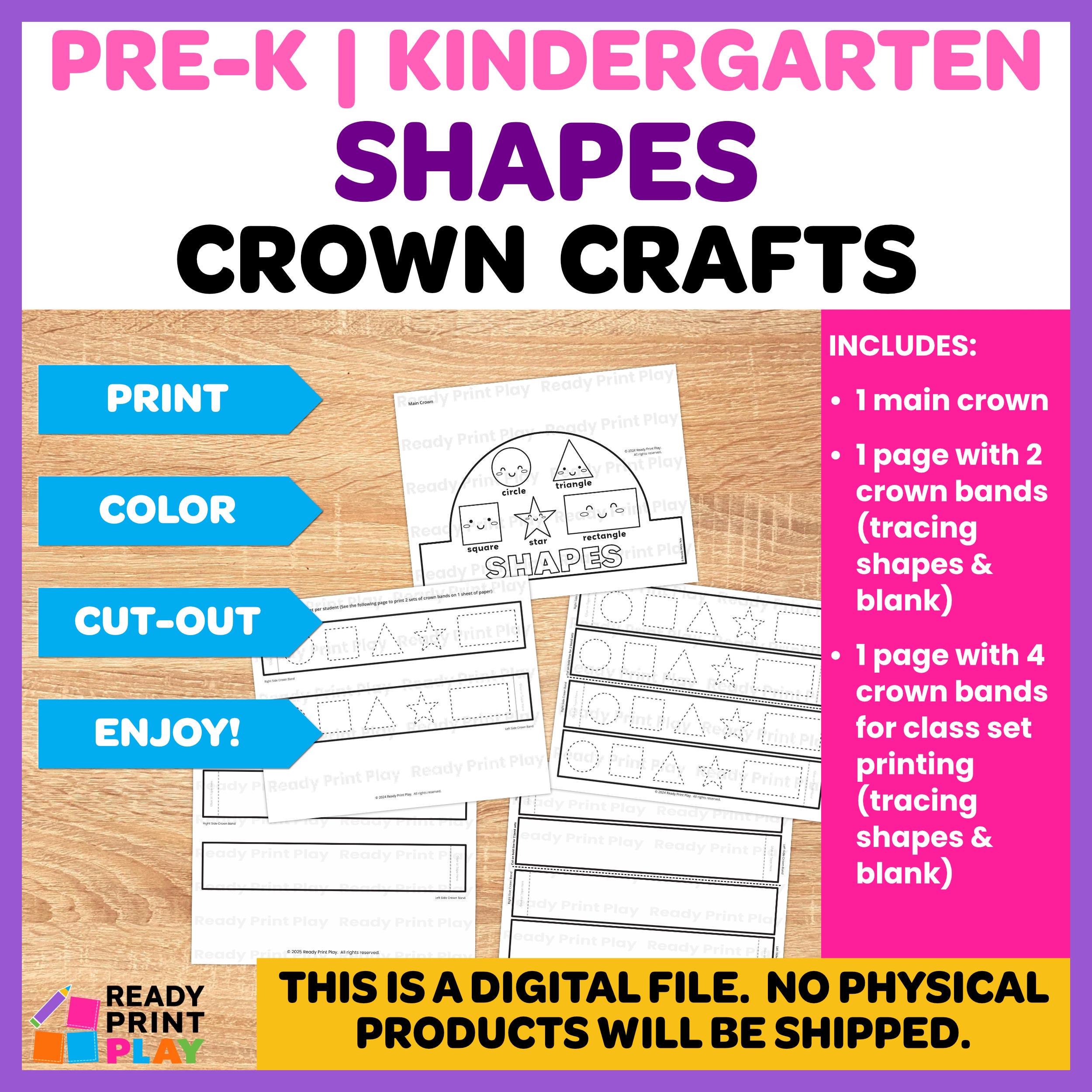 Preschool 2D Shapes Hat Craft | Color and Trace Activity Digital ...