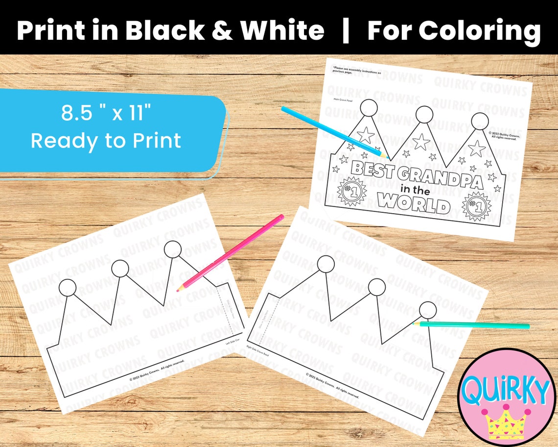Grandpa Coloring Crown | Father's Day Craft, Birthday Hat (digital ...