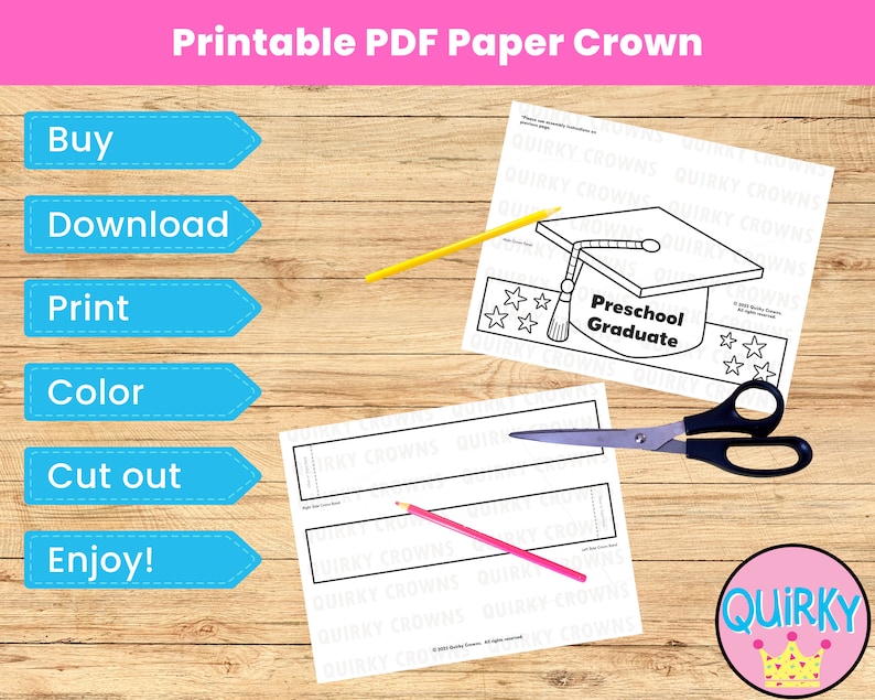 Preschool Graduation Hat: Kid Craft Paper Crown (digital Download) - Etsy