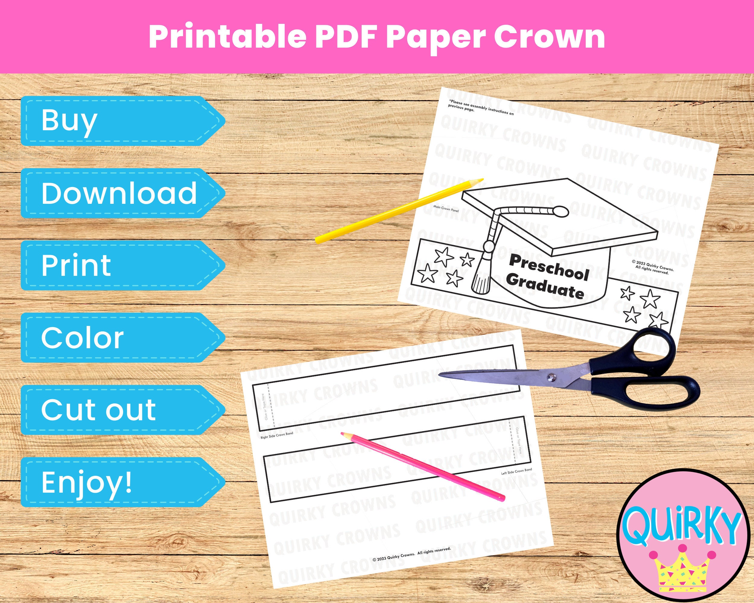 Preschool Graduation Hat Printable Paper Crown Template | Kid Craft ...