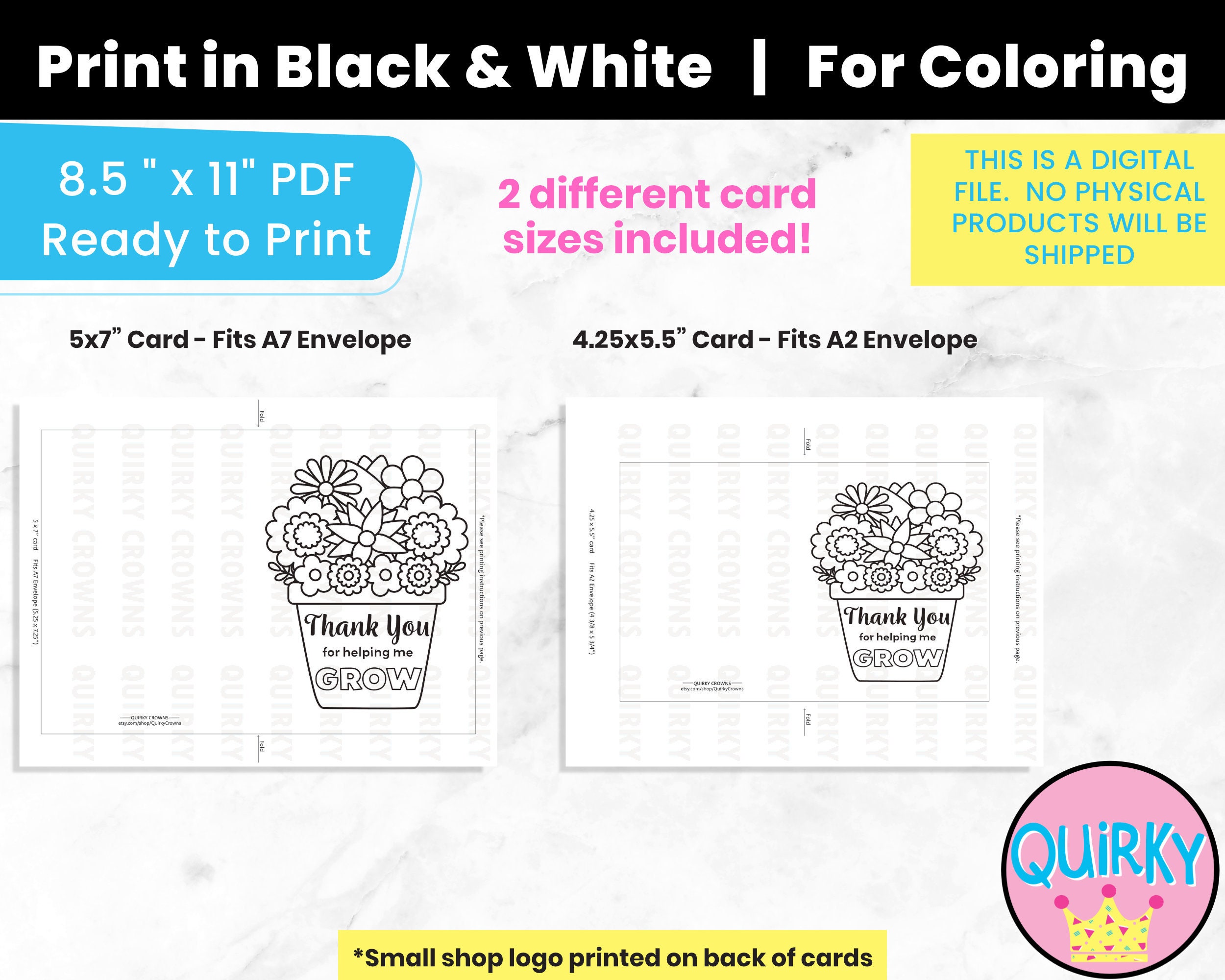 Teacher Appreciation Flower Card to Color Printable Teacher - Etsy