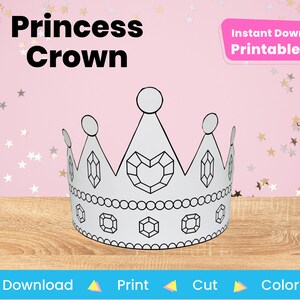 DIY Princess Crown: Color Your Own Paper Hat (digital Download) - Etsy