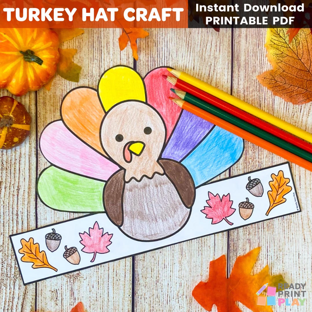 Printable Thanksgiving Turkey Party Hat Craft for Kids | Preschool ...