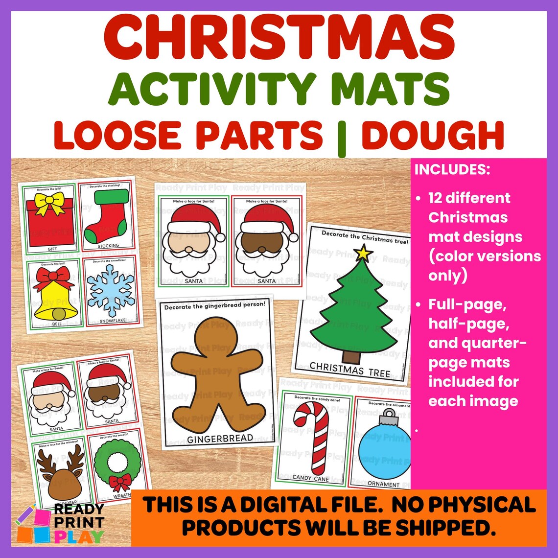 Christmas Dough and Loose Parts Activity Mats | Printable STEM Center ...