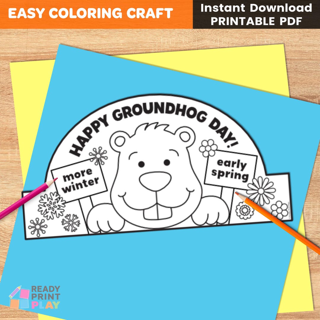 Printable Happy Groundhog Day Headband Craft | Preschool Coloring ...
