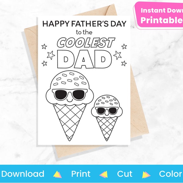 Ice Cream Fathers Day Card - Etsy
