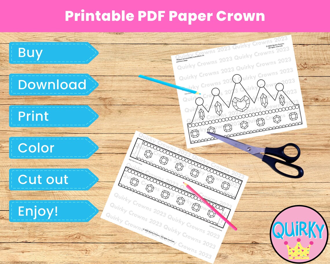 DIY Princess Crown: Color Your Own Paper Hat (digital Download) - Etsy