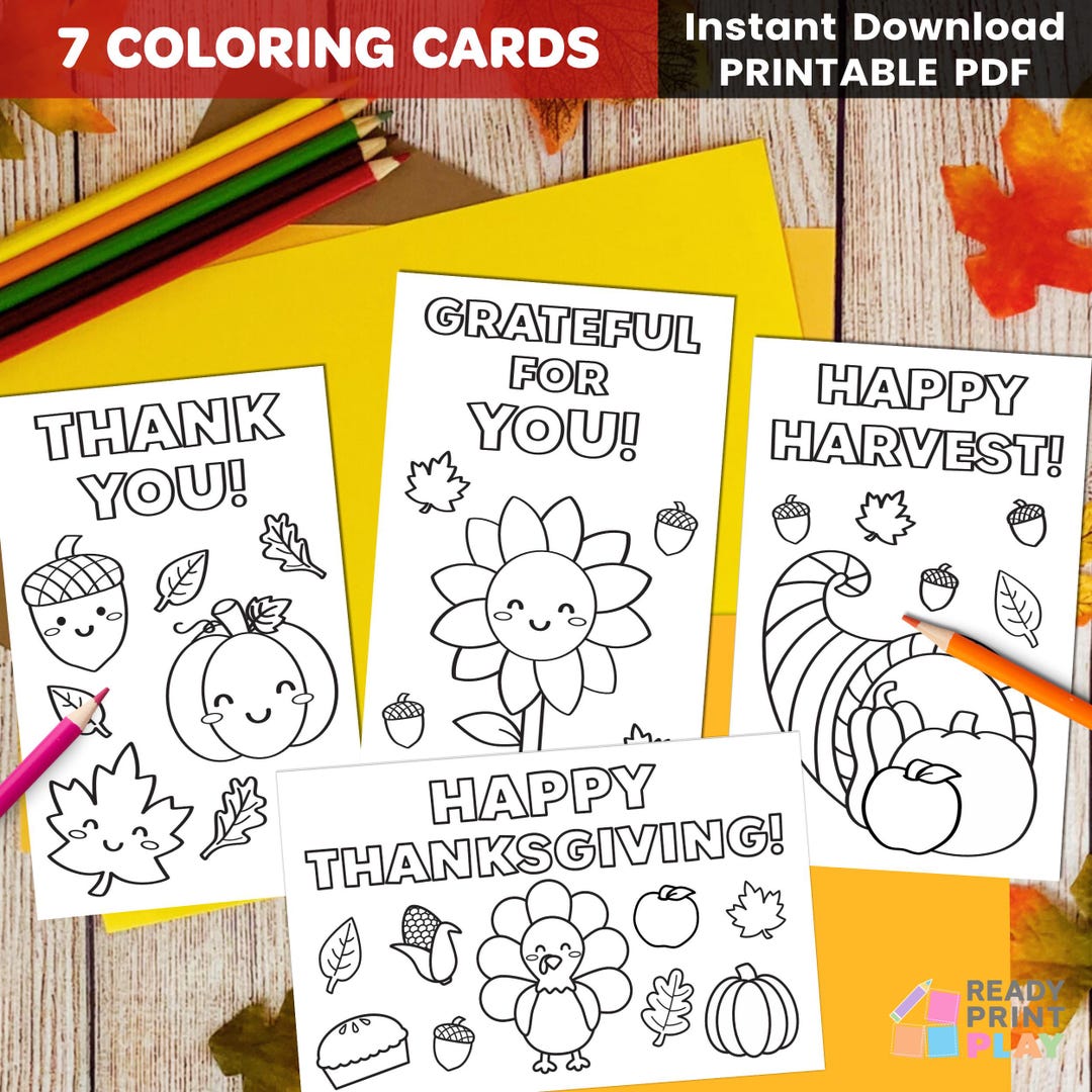 Printable Thanksgiving Coloring Cards for Kids | Preschool Craft ...