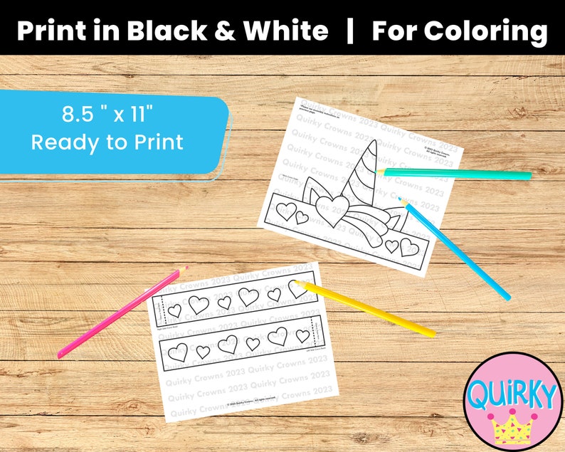 Unicorn Heart Crown Printable Paper Hat Template | DIY Kids Valentine ...