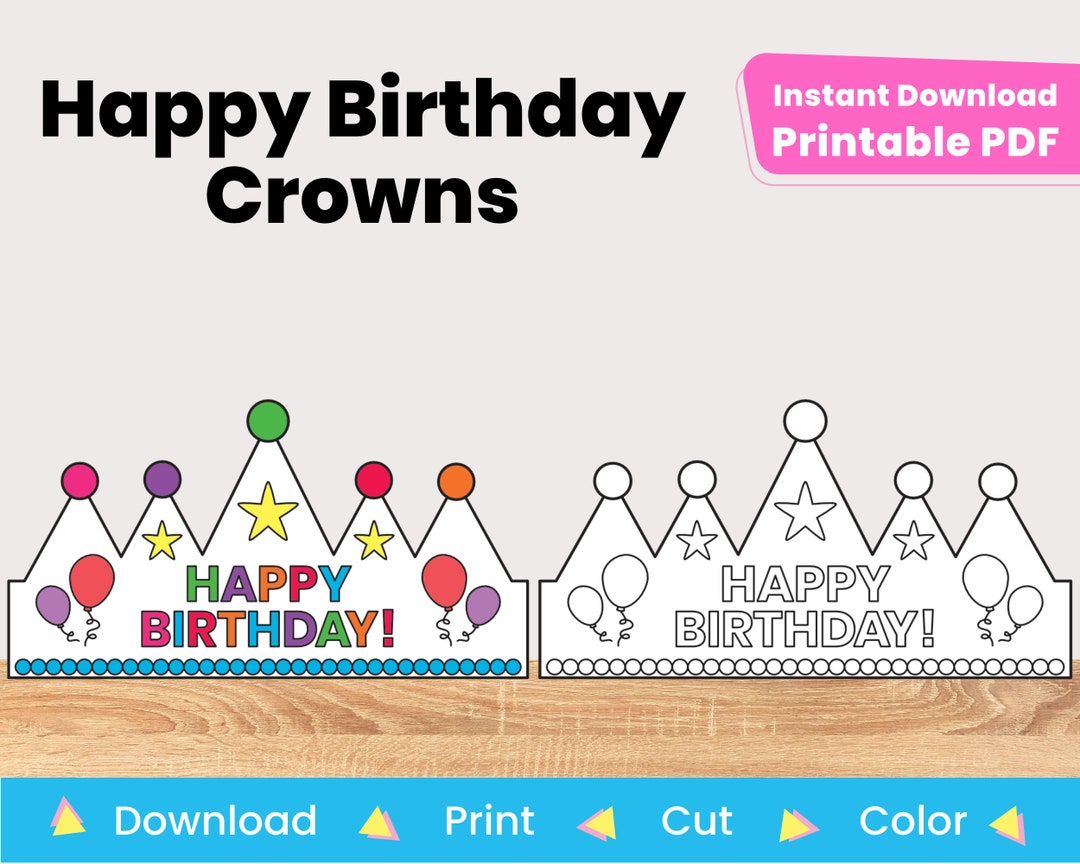 Birthday Crown Printable Paper Hat Template | DIY Kids Craft Project ...